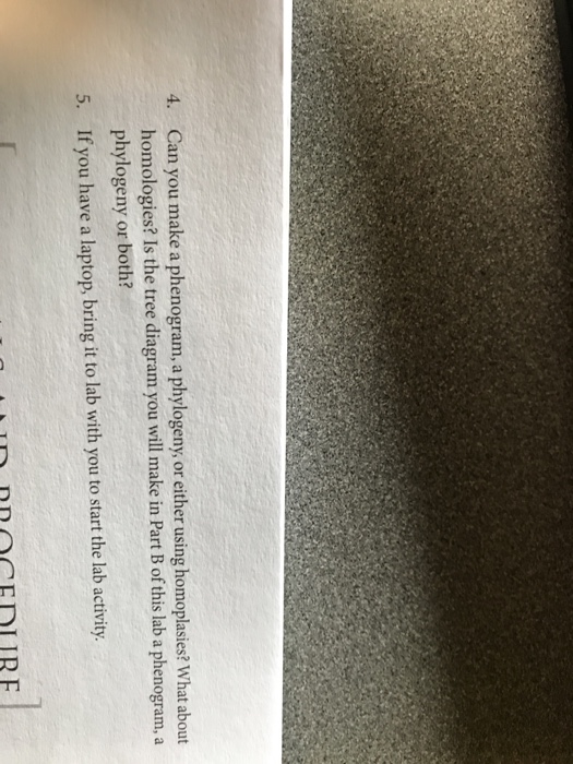 PRE-LABORATORY QUESTIONS 2 Make a new phenogram of | Chegg.com