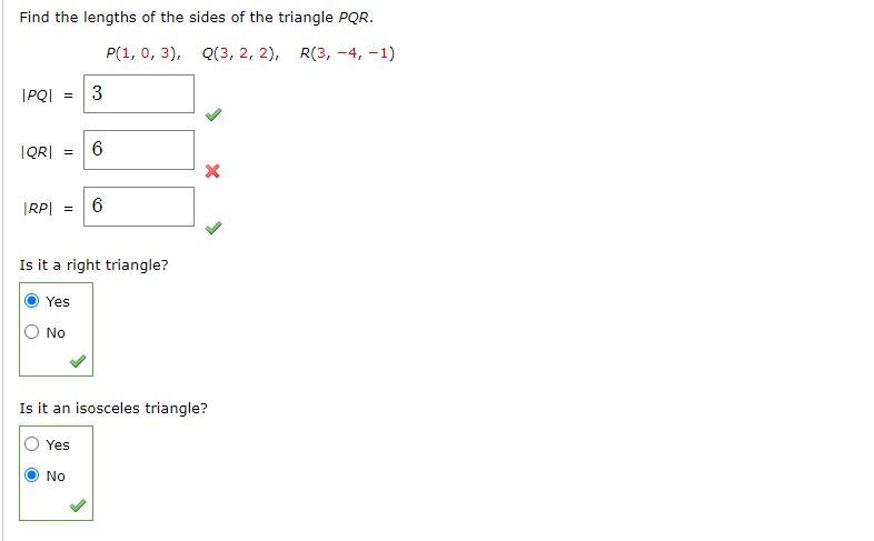 Solved Find the lengths of the sides of the triangle PQR. | Chegg.com
