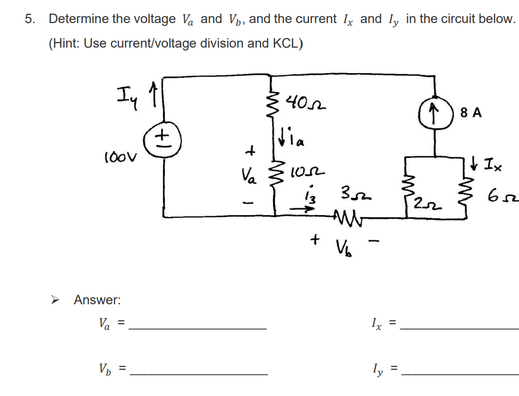 Solved Determine the voltage Va ﻿and Vb, ﻿and the current Ix | Chegg.com