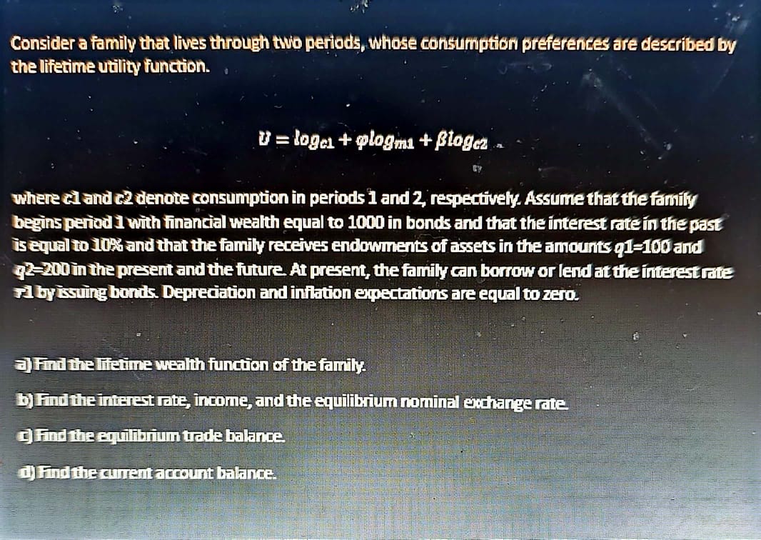 Solved Consider a family that lives through two periods, | Chegg.com