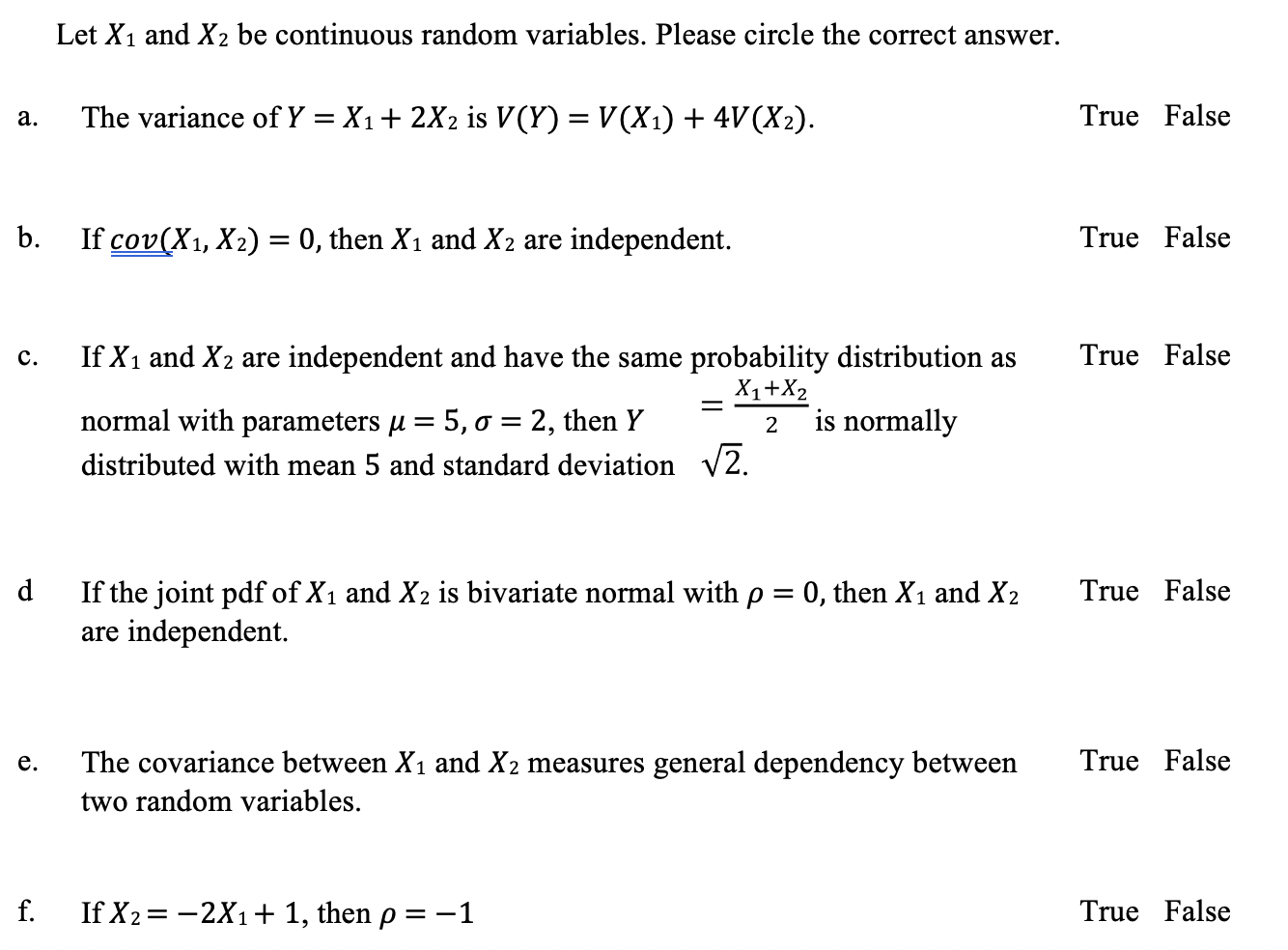 Solved Let X1 and X2 be continuous random variables. Please | Chegg.com