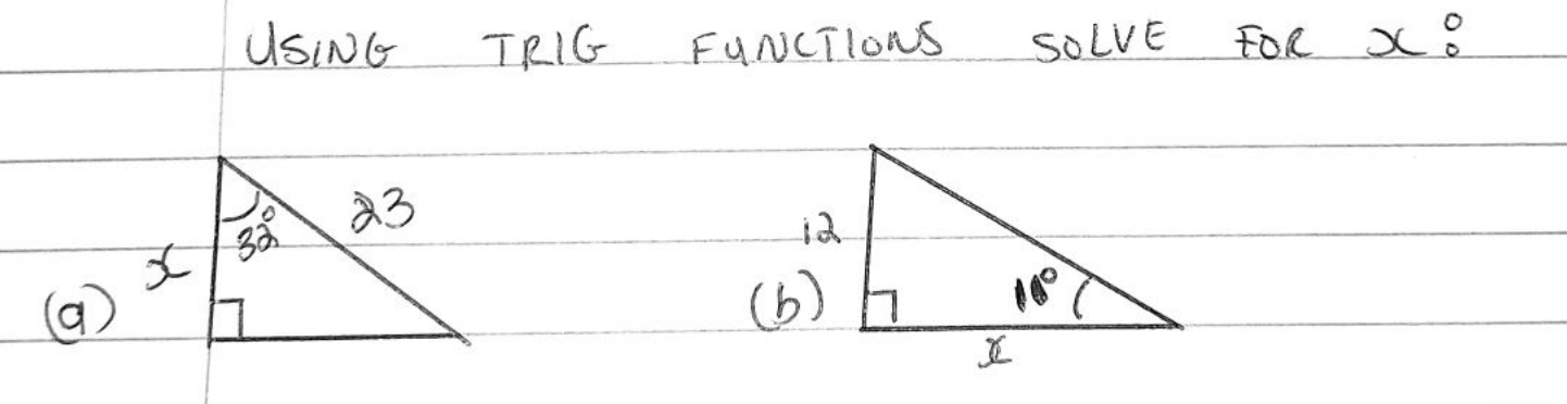 Solved USING TRIG FUNCTIONS SOLVE FOR x : | Chegg.com