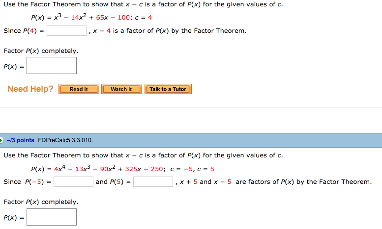 Solved Use the Factor Theorem to show that x - c is a factor | Chegg.com