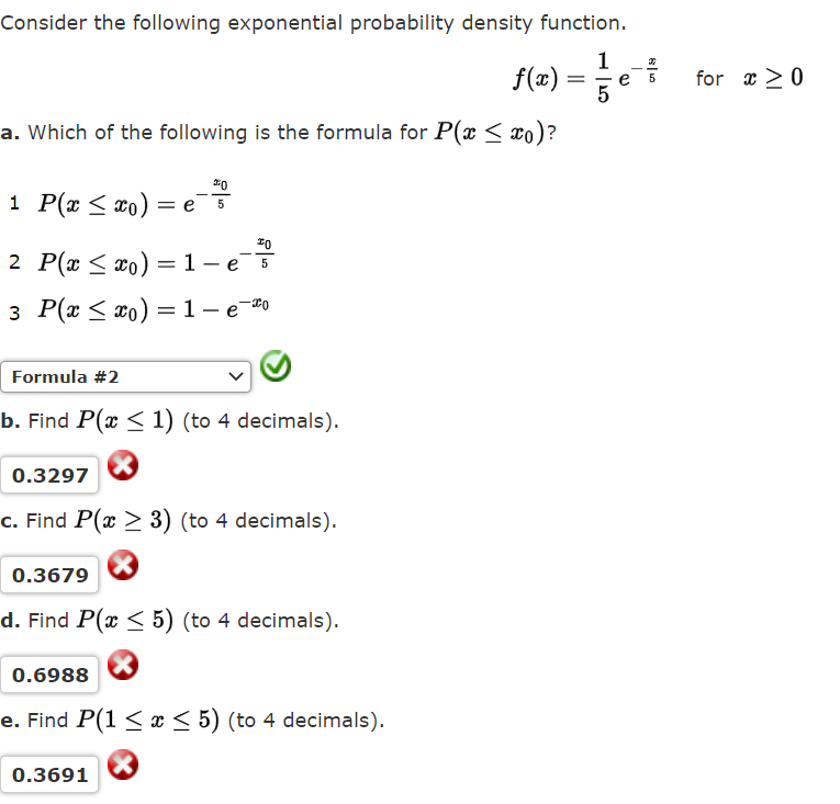 Solved Consider the following exponential probability | Chegg.com
