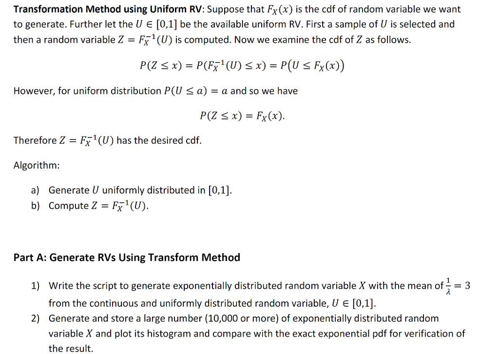 Transformation Method using Uniform RV: Suppose that | Chegg.com