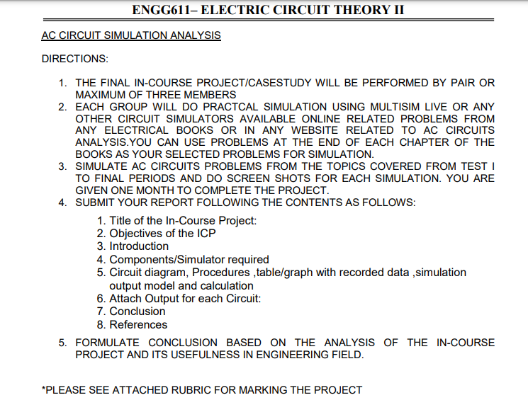 Solved ENGG611- ELECTRIC CIRCUIT THEORY II AC CIRCUIT | Chegg.com