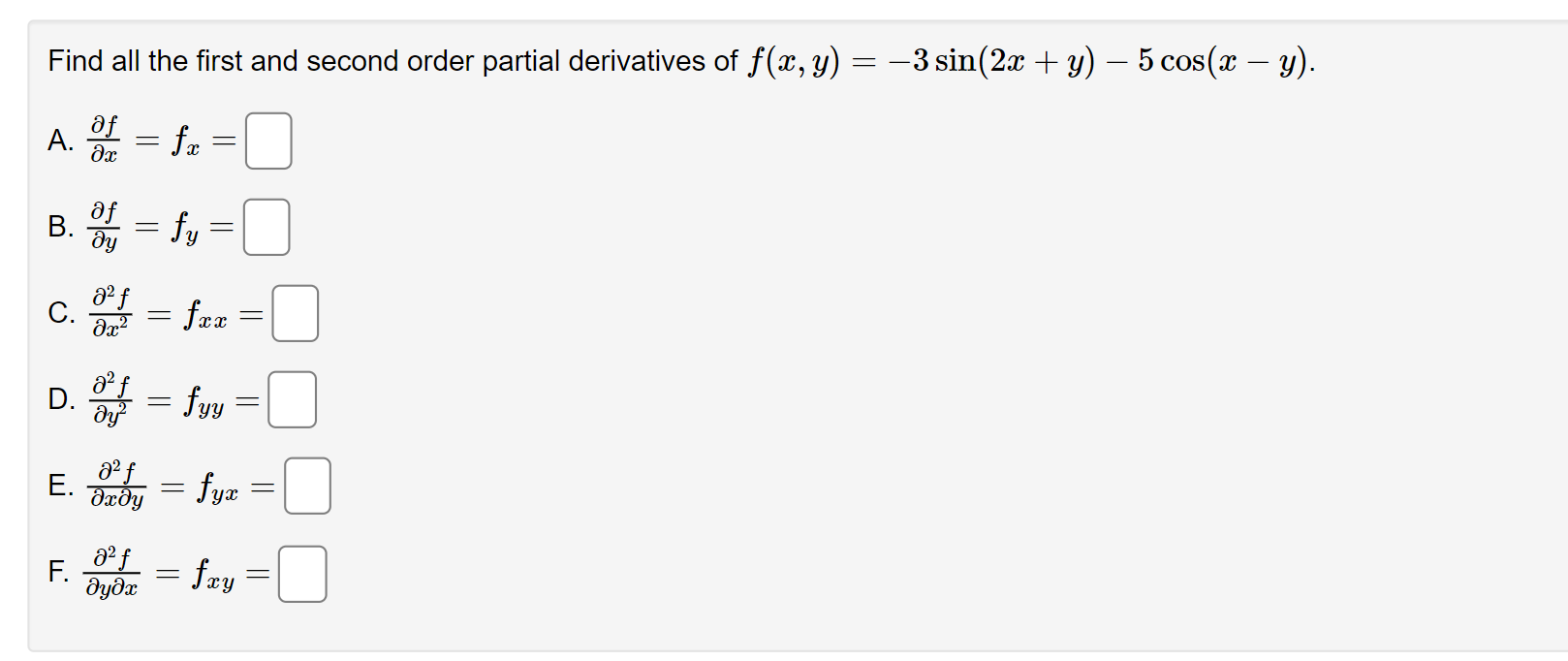 Solved Find all the first and second order partial | Chegg.com