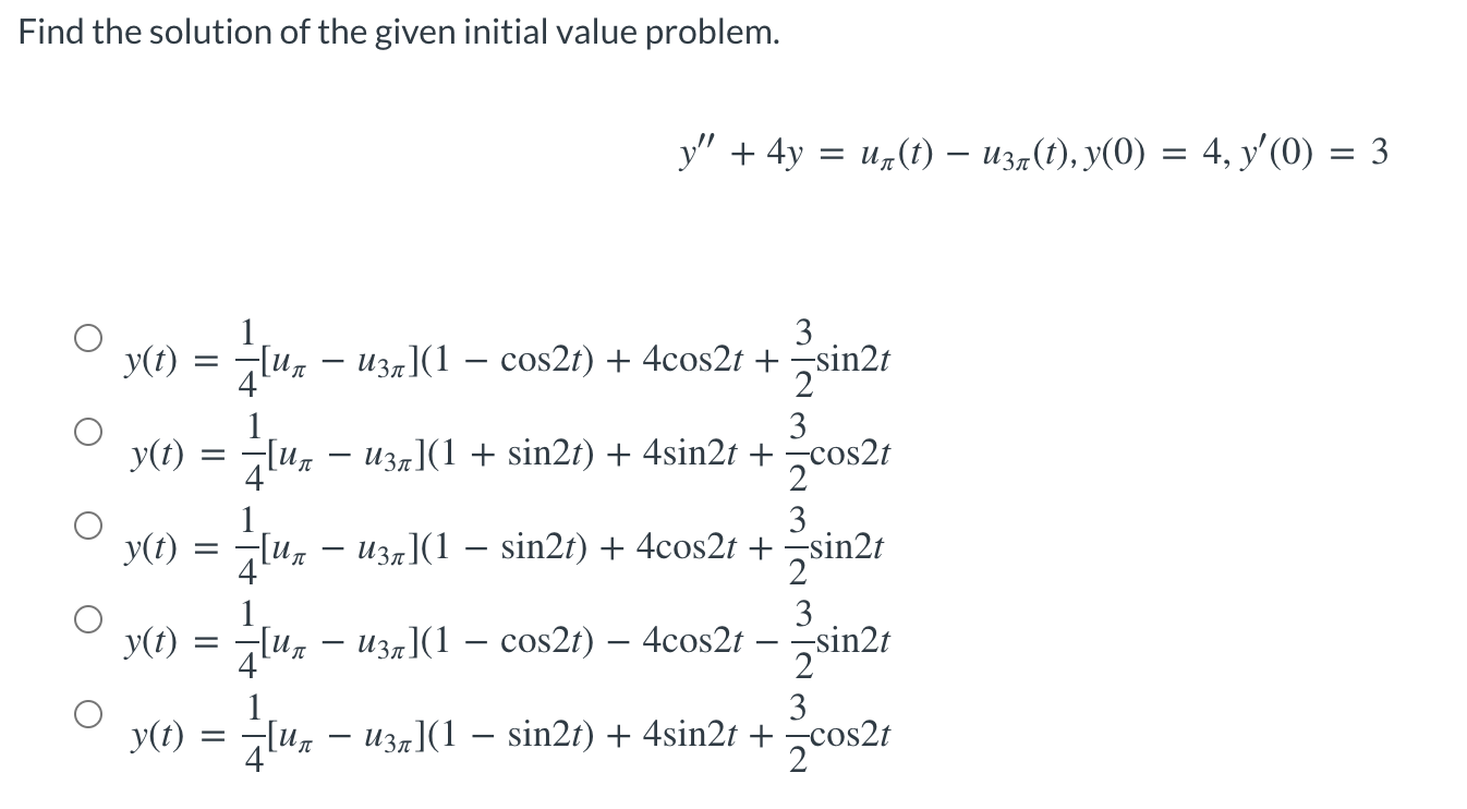 Solved Find the solution of the given initial value problem. | Chegg.com
