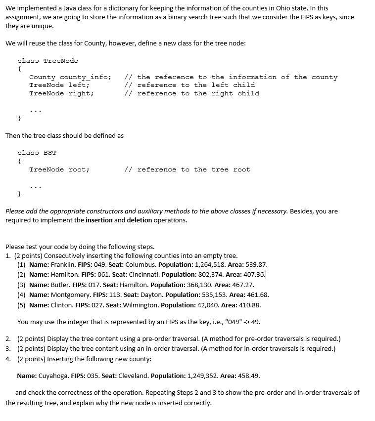 Solved We implemented a Java class for a dictionary for | Chegg.com