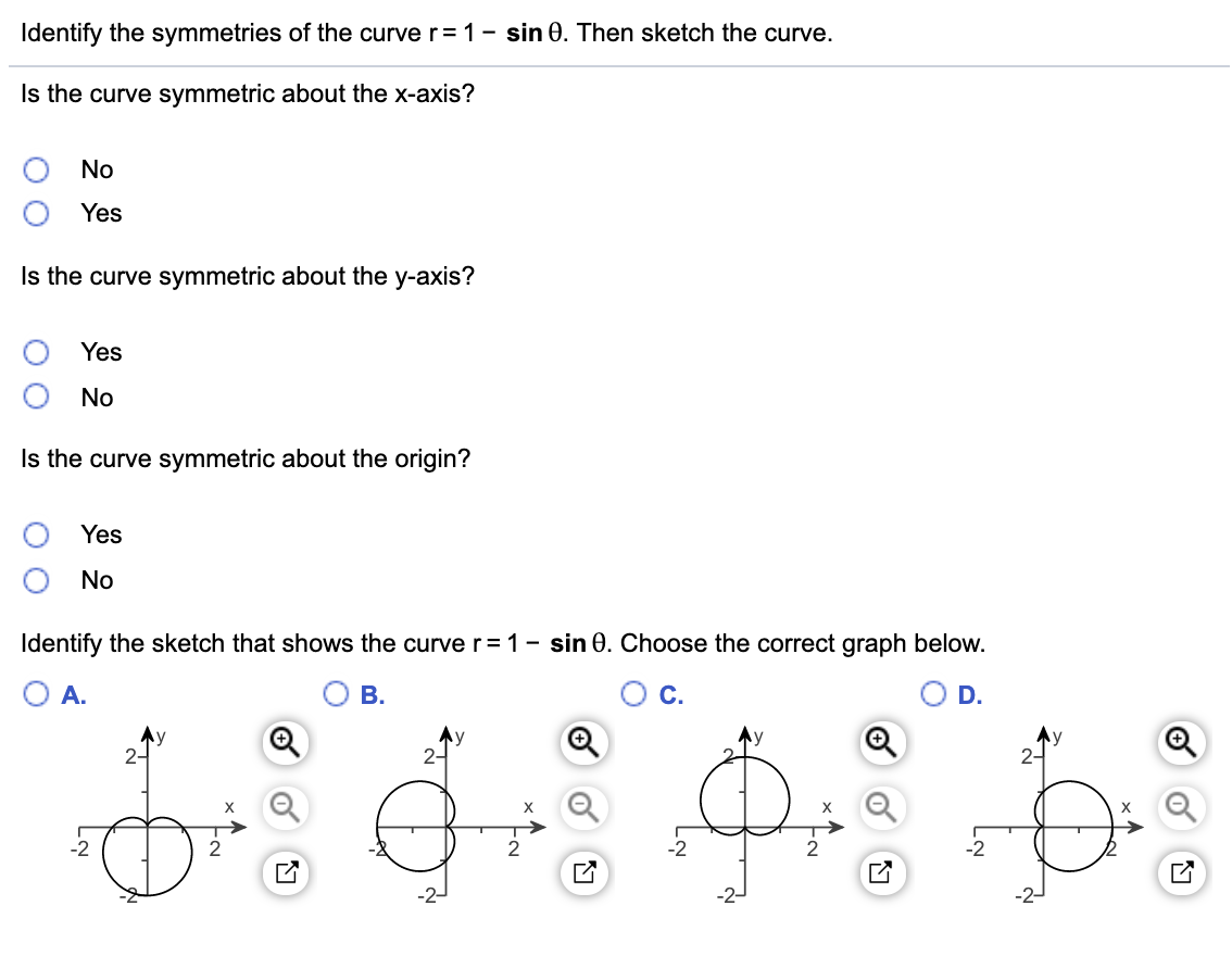 Solved Identify the symmetries of the curve r=1-sin theta. | Chegg.com