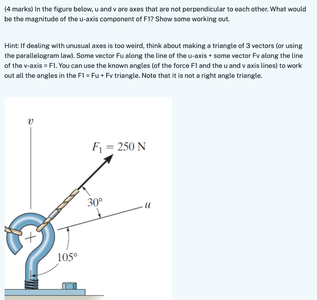 Solved (4 marks) In the figure below, u and v are axes that | Chegg.com
