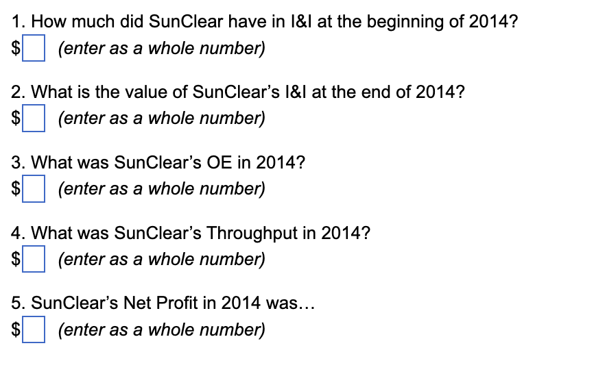 Solved SunClear manufactures and sells natural detergent. | Chegg.com