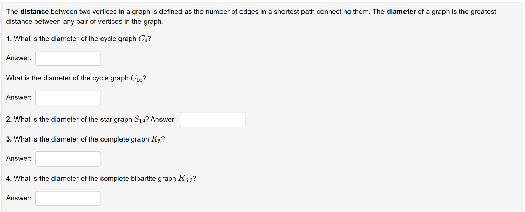 Solved The distance between two vertices in a graph is | Chegg.com