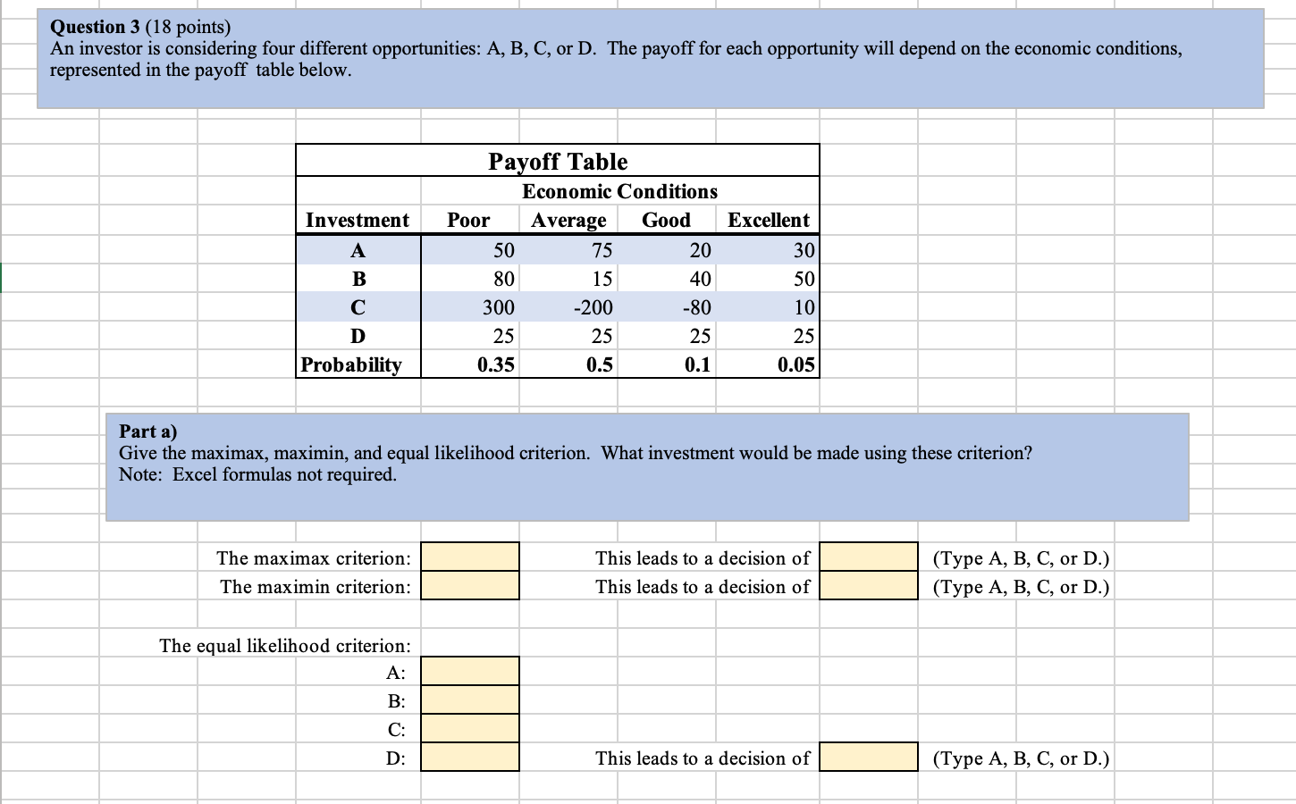 Solved Question 3 (18 points) An investor is considering | Chegg.com