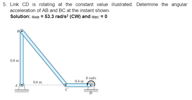 Solved 5. Link CD is rotating at the constant value | Chegg.com