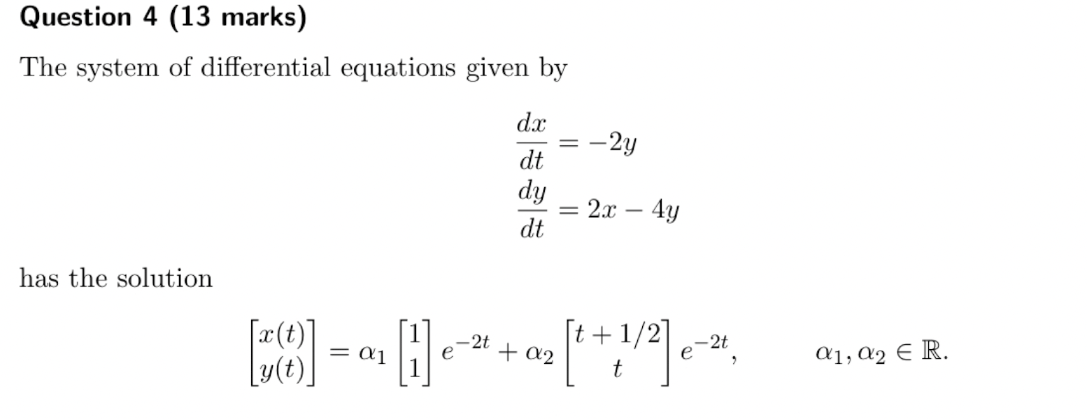 The system of differential equations given by | Chegg.com