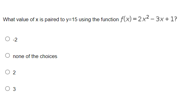 Solved What value of x is paired to y=15 using the function | Chegg.com