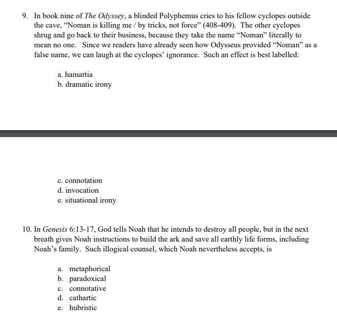 9. In book nine of The Odyssey, a blinded Polyphemus | Chegg.com