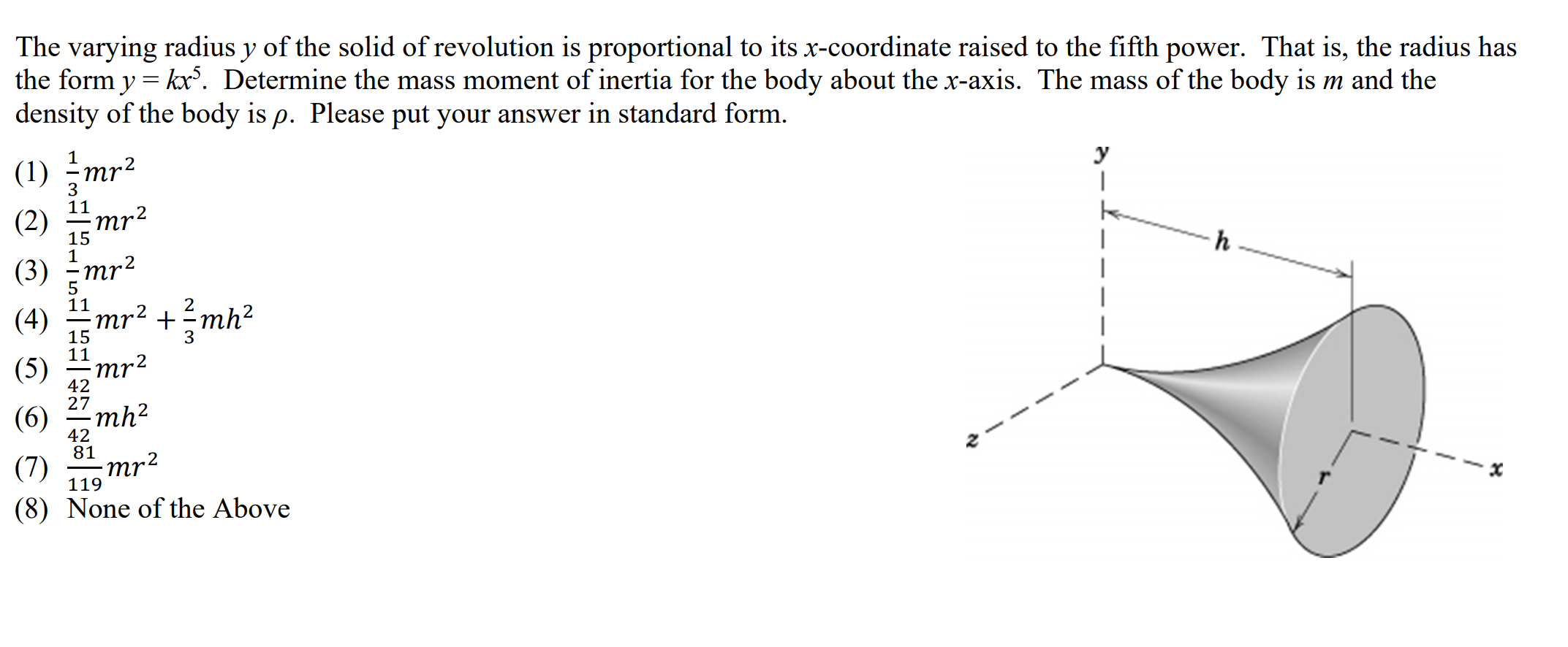 Solved The varying radius y of the solid of revolution is | Chegg.com