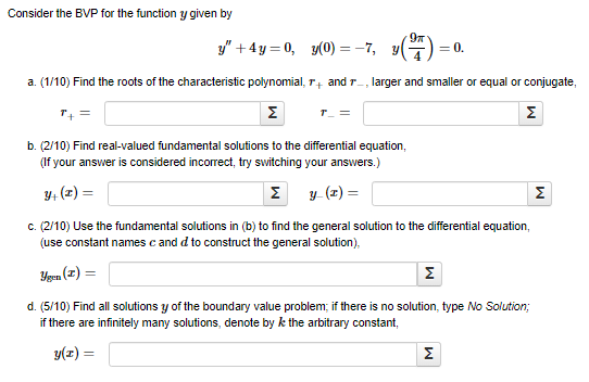 Solved Consider the BVP for the function y given by ;" | Chegg.com