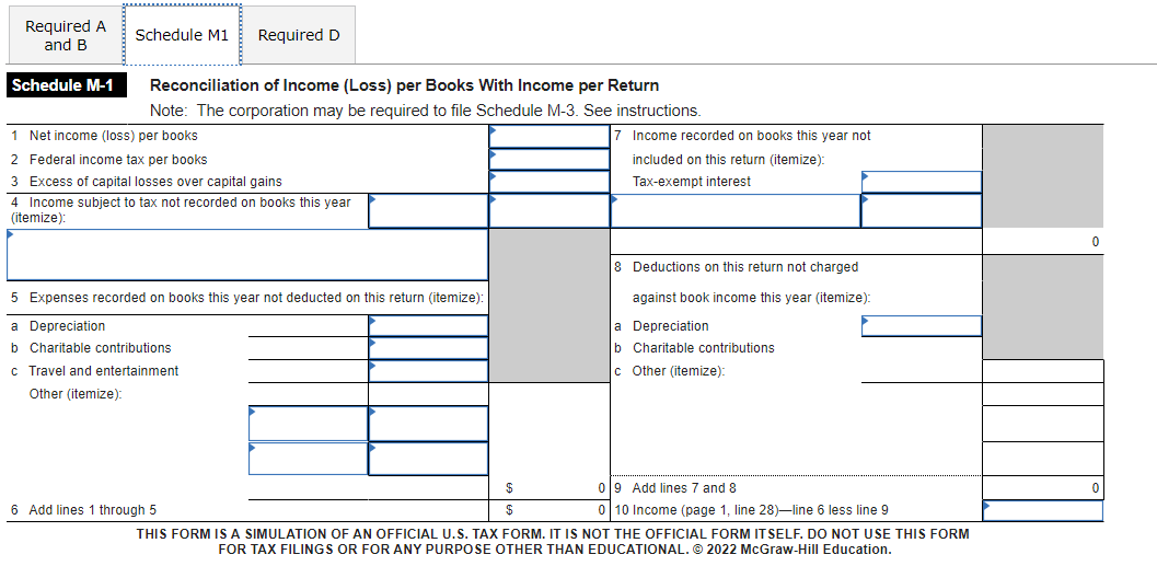 Reconciliation of Income (Loss) per Books With Income | Chegg.com