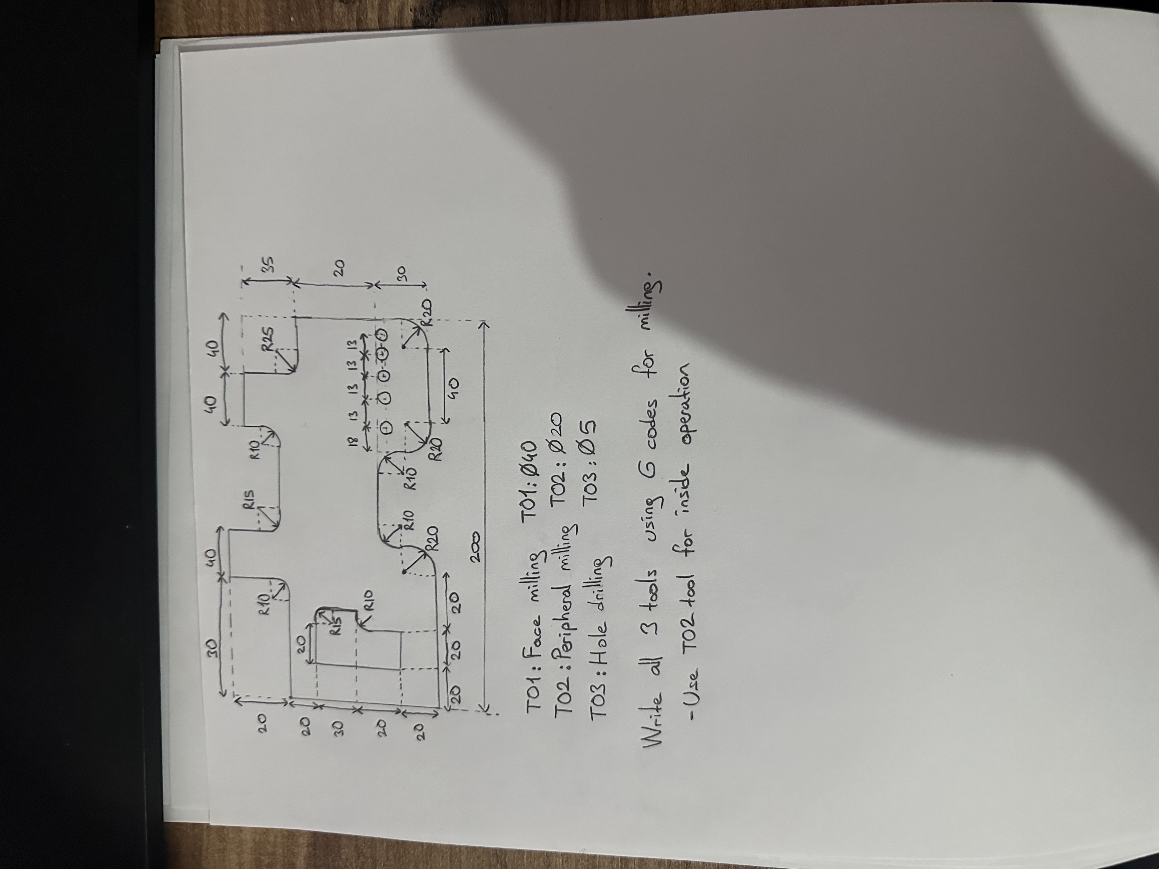 Solved Write all 3 ﻿tools using G ﻿codes for milling. | Chegg.com