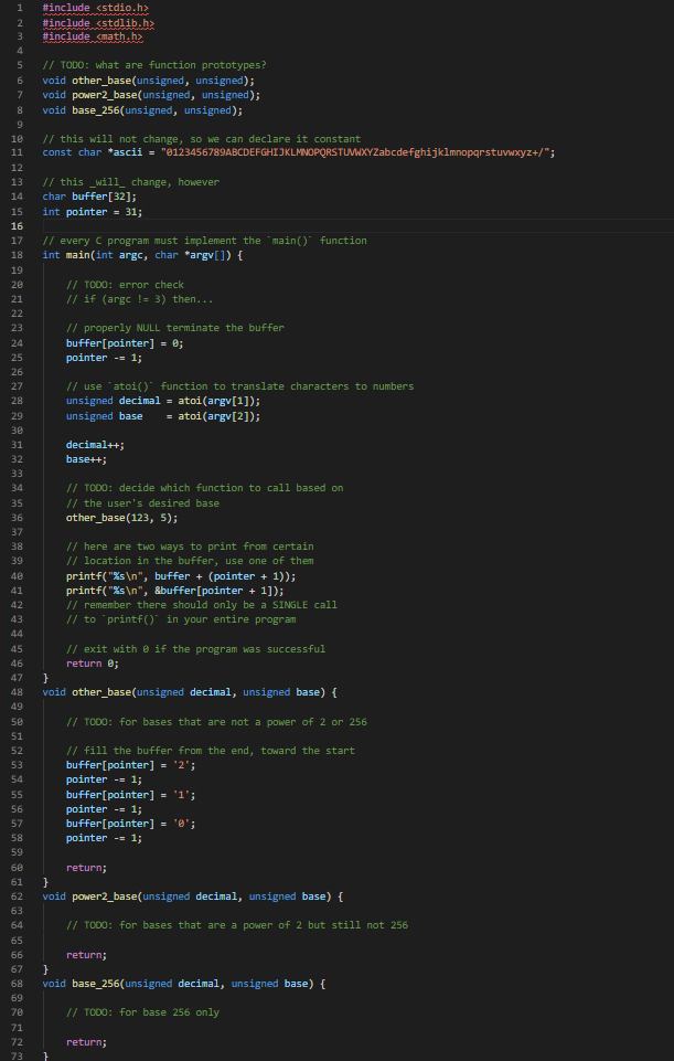 Solved Write a simple C program that will take a decimal | Chegg.com