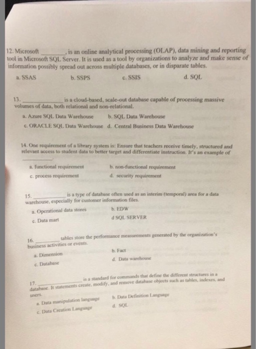 Solved Can you please help me in finding right options and | Chegg.com