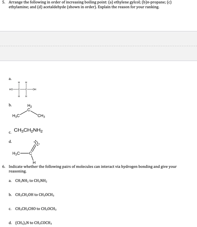 Solved 5. Arrange the following in order of increasing | Chegg.com