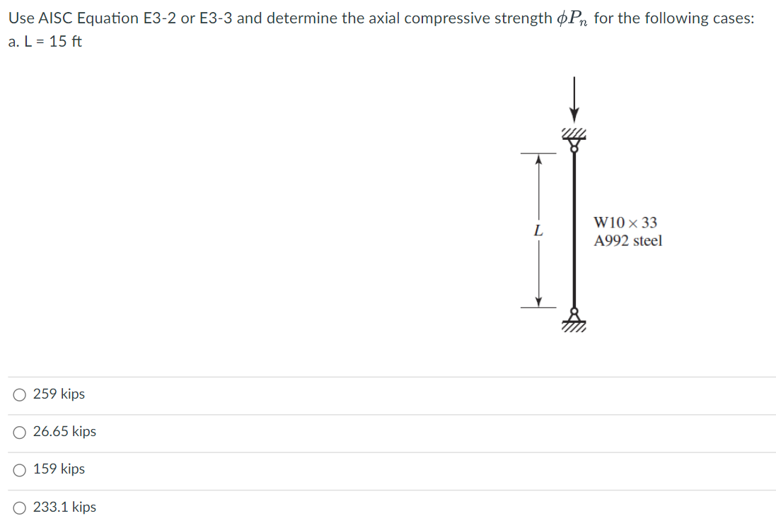 Solved Use AISC Equation E3-2 or E3-3 and determine the | Chegg.com