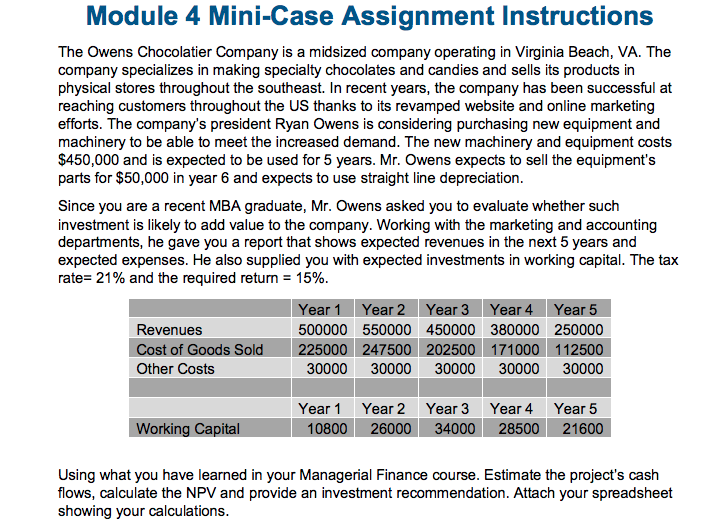 Solved Module 4 Mini-Case Assignment Instructions The Owens | Chegg.com