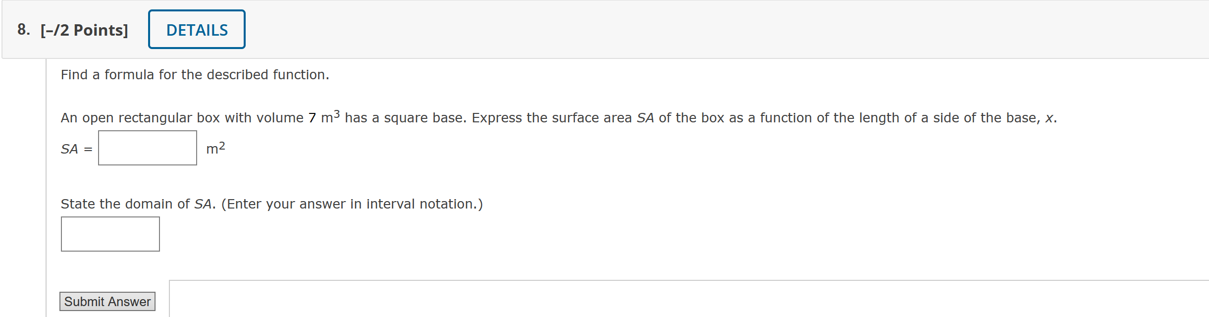 Solved Find a formula for the described function. An open | Chegg.com