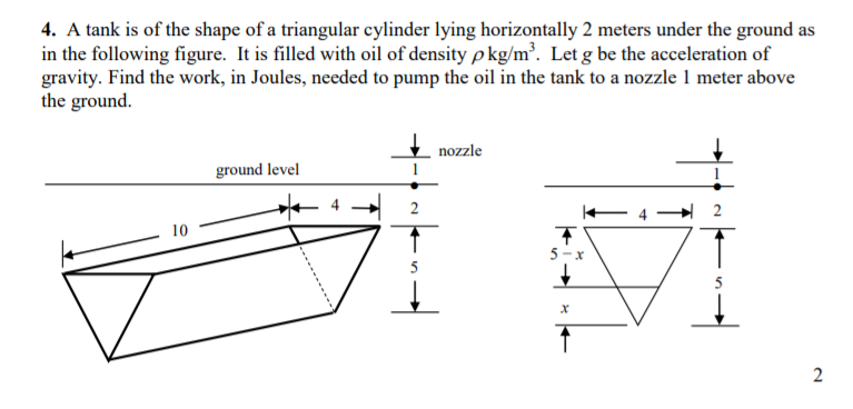 Solved 4. A tank is of the shape of a triangular cylinder | Chegg.com