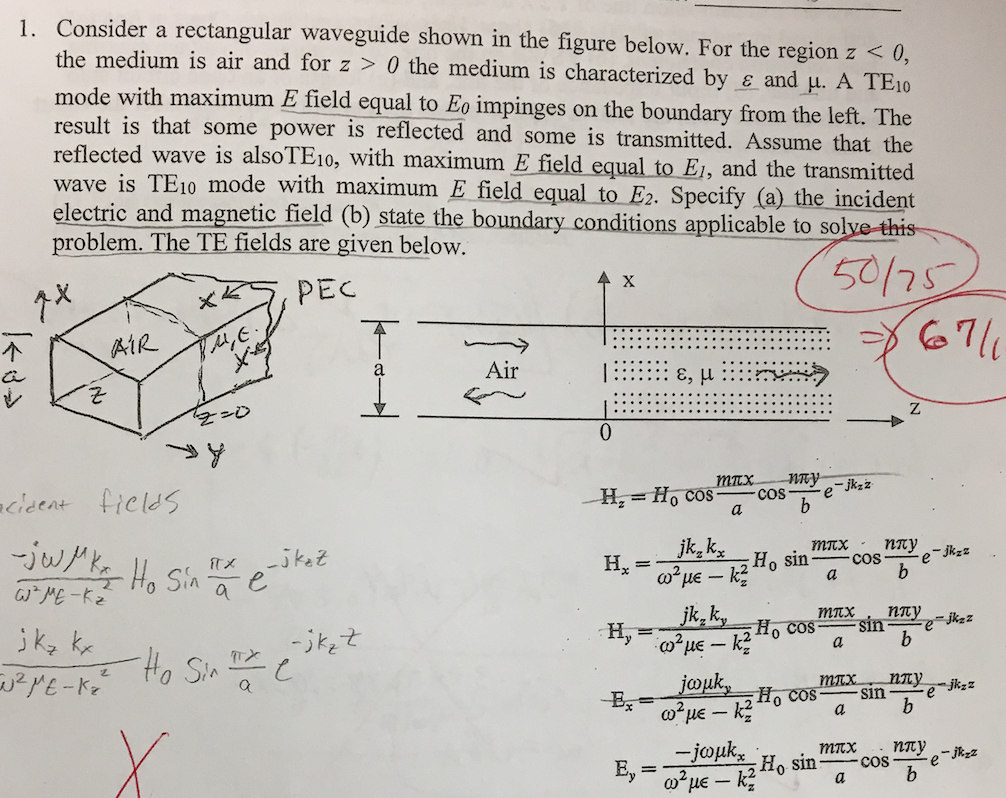 Solved Consider a rectangular waveguide shown in the | Chegg.com