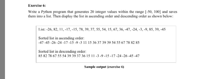 Solved Exercise 6: Write a Python program that generates 20 | Chegg.com