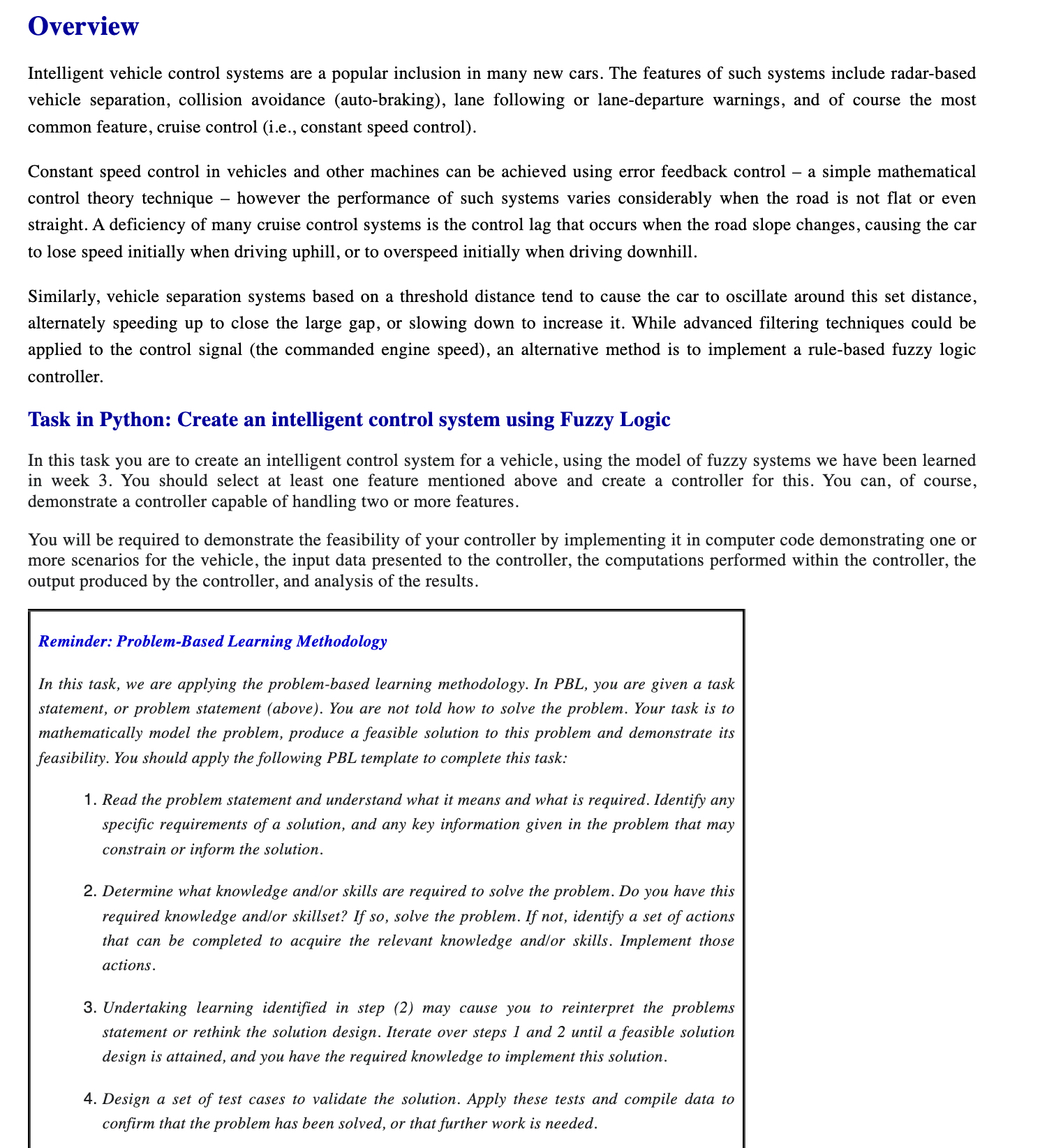 Solved Fuzzy Car ControlIntelligent vehicle control systems | Chegg.com