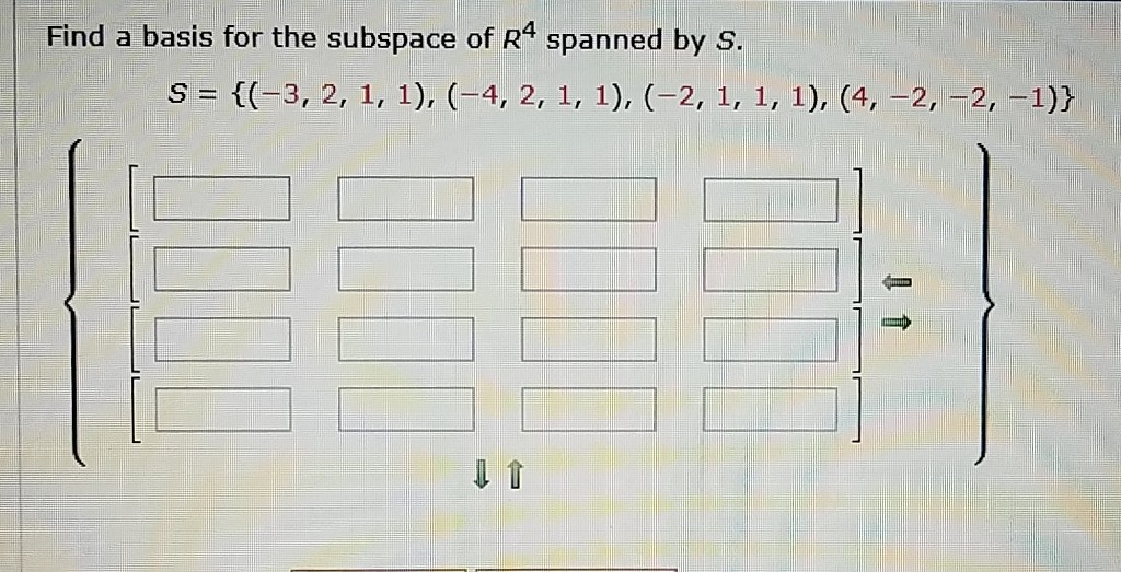 Solved Find a basis for the subspace of R4 spanned by S. | Chegg.com