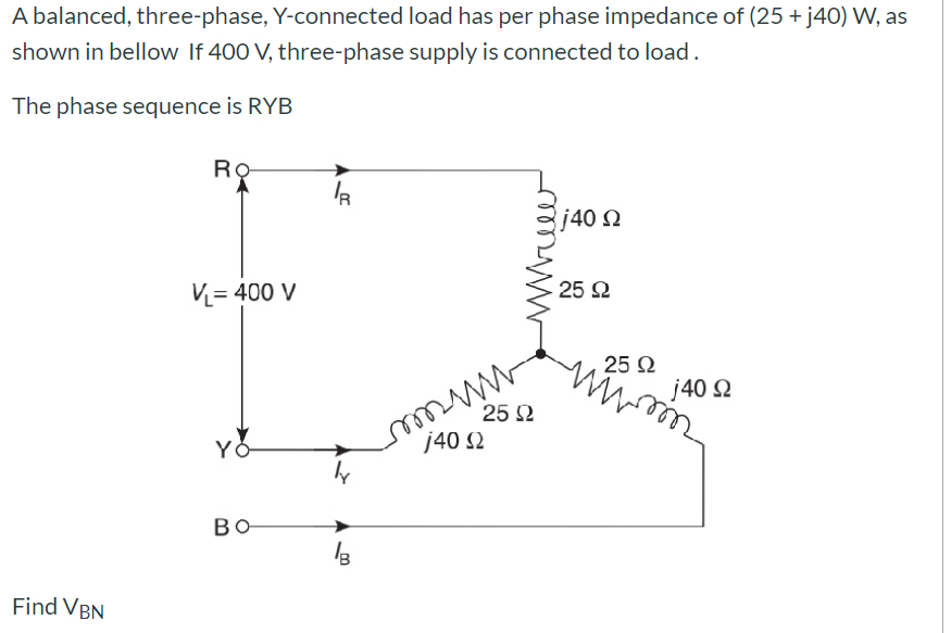 Solved A balanced, three-phase, Y-connected load has per | Chegg.com