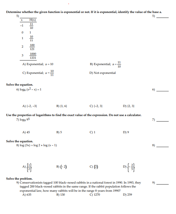 Solved Determine Whether The Given Function Is Exponential