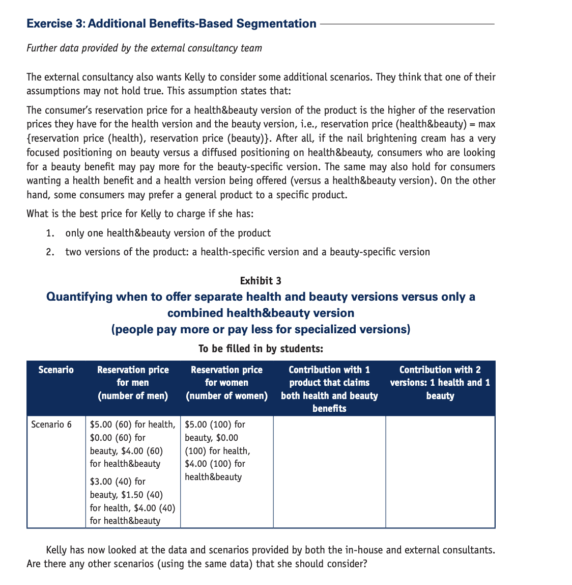 Exercise 3: Additional Benefits-Based Segmentation | Chegg.com