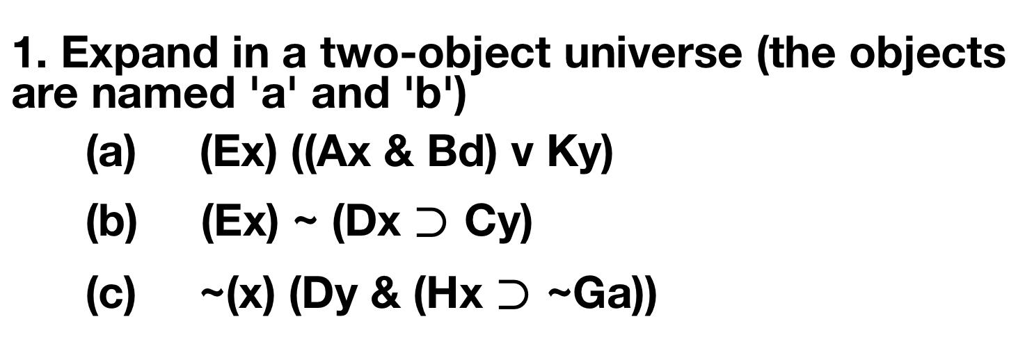 Solved 1. Expand in a two-object universe (the objects are | Chegg.com