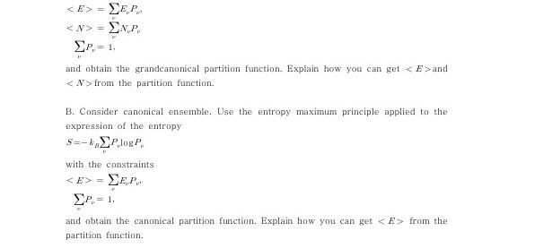 Solved A. Consider the grandcanonical ensemble. Use entropy | Chegg.com