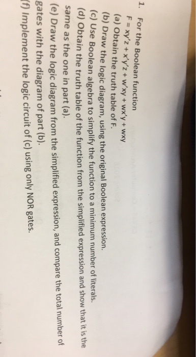 Solved 1. For the Boolean function (a) Obtain the truth | Chegg.com