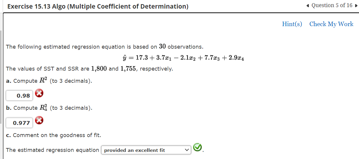 Solved Exercise 15.13 Algo (Multiple Coefficient of | Chegg.com