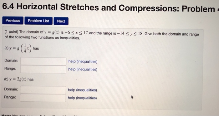 Solved 6.4 Horizontal Stretches and Compressions: Problem | Chegg.com