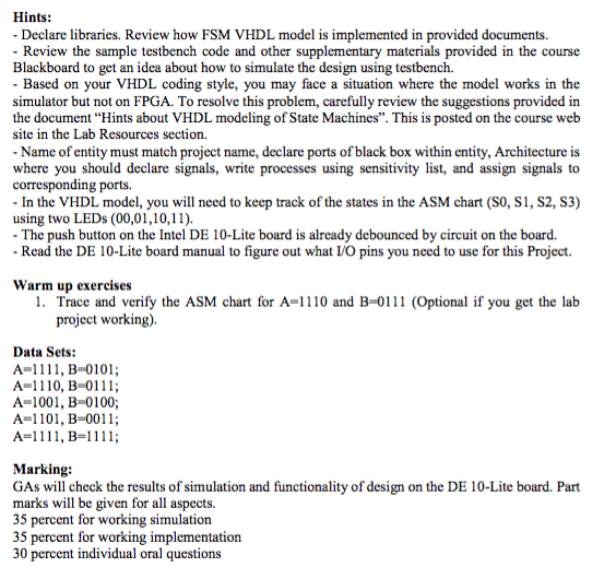 Using VHDL language, Quartus Prime software and Intel | Chegg.com