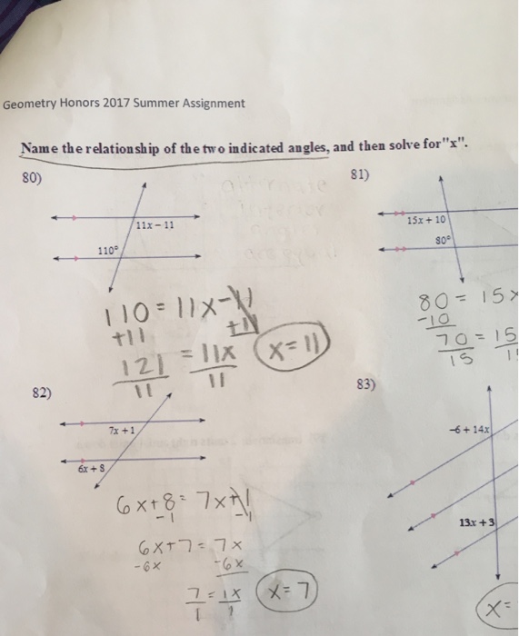 Solved Name the relationship of the two indicated angles, | Chegg.com