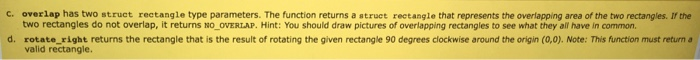 Solved c. overlap has two struct rectangle type parameters. | Chegg.com