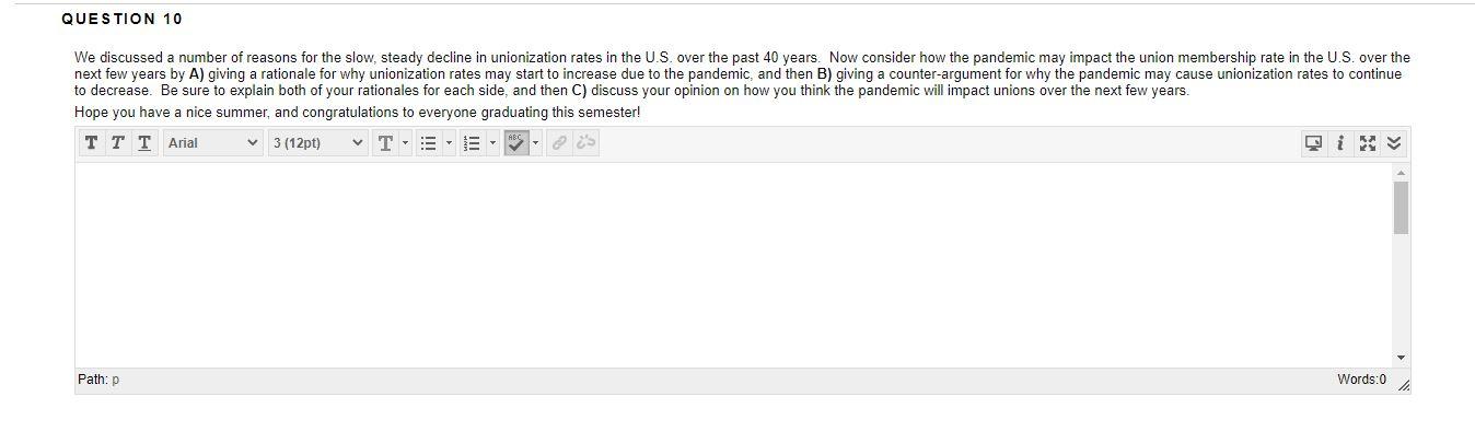 Solved QQuestion: QUESTION 10 We discussed a number of | Chegg.com