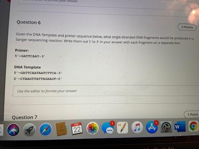 Solved your answer Question 6 3 Points Given the DNA | Chegg.com